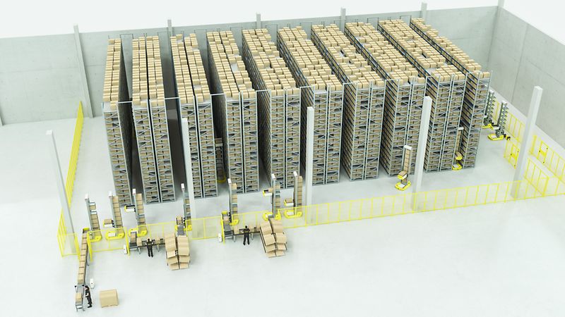 SCALPERS는 SSI SCHAEFER 및 26 RackBot의 도움으로 주문 선별을 자동화합니다.