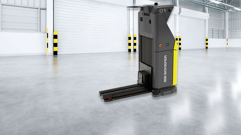 Carrello elevatore autonomo con braccio di supporto per spazi ristretti ...